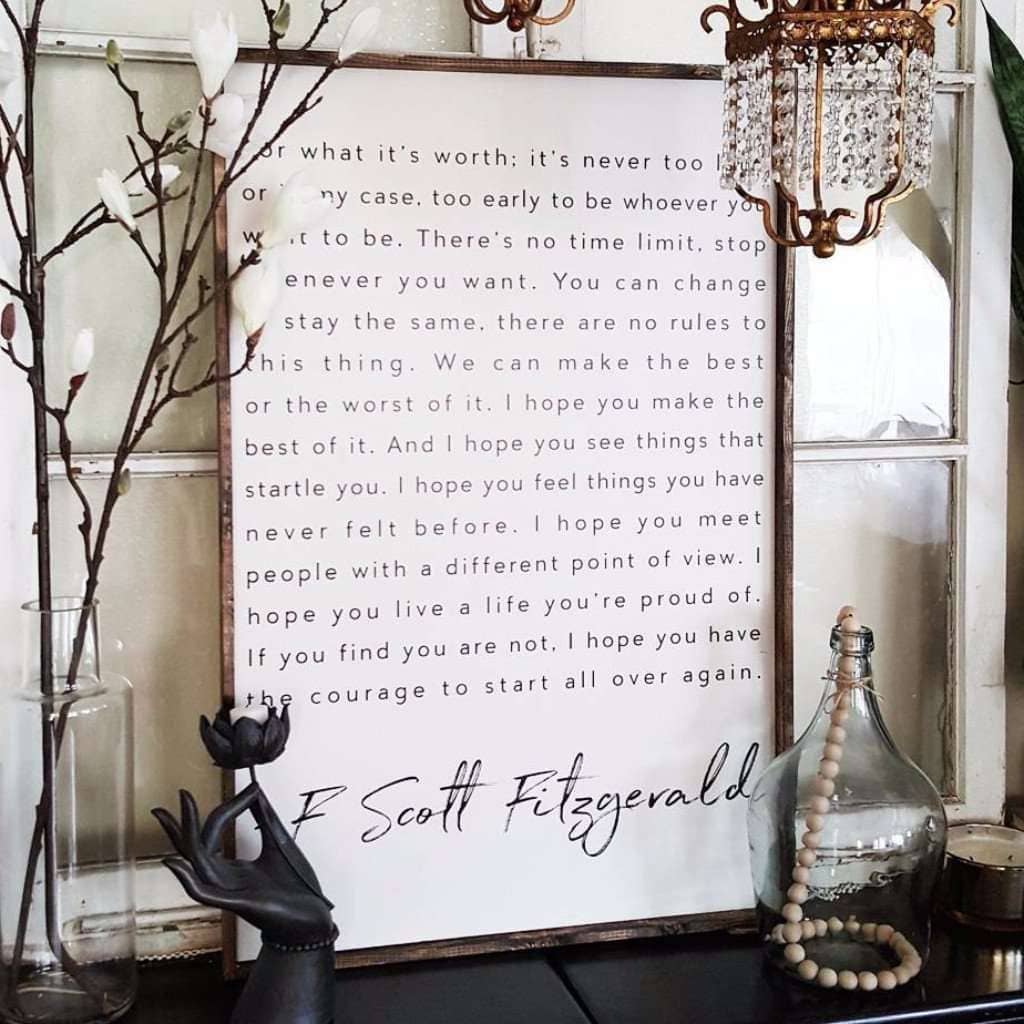F. Scott Fitzgerald Wood Sign - WilliamRaeDesigns